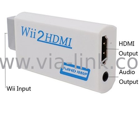 Wii to  Converter Adapter with 3ft High Speed  Cable Wii2 Adapter Output Video Audio with 3.5mm Jack Audio