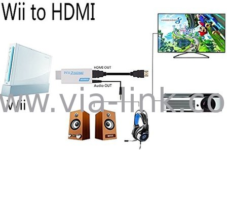 Wii to  Converter Adapter with 3ft High Speed  Cable Wii2 Adapter Output Video Audio with 3.5mm Jack Audio