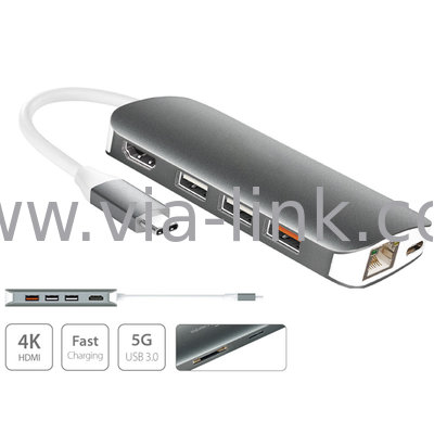 J5 Create USB Type-C Multi Adapter Type C Docking Station Hub with USB C Power Delivery,4K ,1000Mbps Ethernet LAN