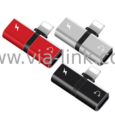 2 in 1 Dual Mini Jack Adapter Capsule Lightning Charger and Headphone Adapter Splitter Compatible with Phone