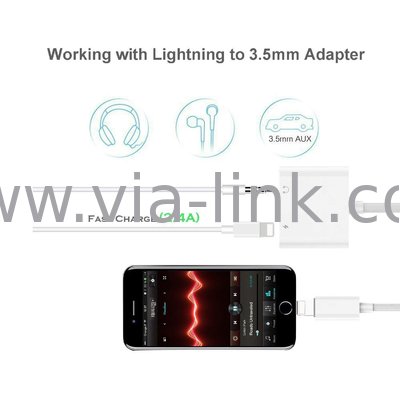 3.5 mm Headphone Jack Adapter Charger Converter 2 in 1 DC 3.5mm Earphone Audio Charging Splitter for iPhone and iPad