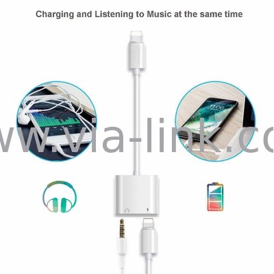 3.5 mm Headphone Jack Adapter Charger Converter 2 in 1 DC 3.5mm Earphone Audio Charging Splitter for iPhone and iPad
