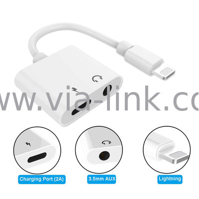 3.5 mm Headphone Jack Adapter Charger Converter 2 in 1 DC 3.5mm Earphone Audio Charging Splitter for iPhone and iPad