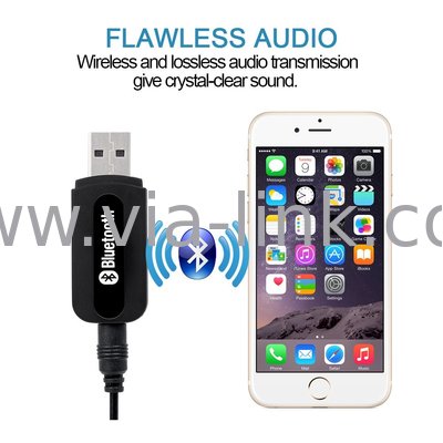 USB Bluetooth Receiver for Car, Music Streaming Car Kit, Portable Wireless Audio Adapter 3.5mm Aux Cable