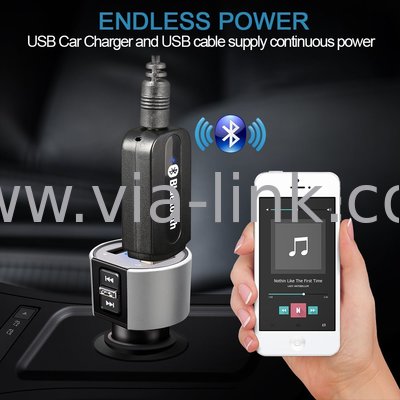 USB Bluetooth Receiver for Car, Music Streaming Car Kit, Portable Wireless Audio Adapter 3.5mm Aux Cable