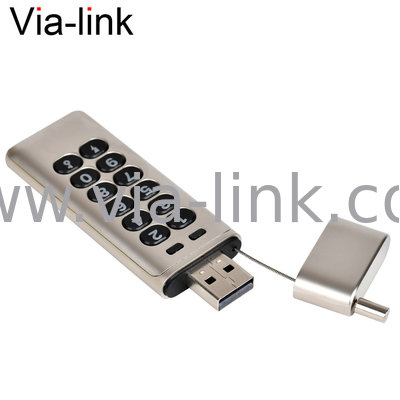 Encrypted USB Flash Drive, Keypad Secure Memory Stick, Military Grade Hardware U Disk with Password Protect