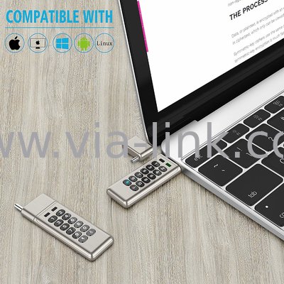 Encrypted USB Flash Drive, Keypad Secure Memory Stick, Military Grade Hardware U Disk with Password Protect