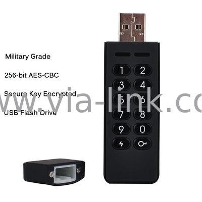 USB Encrypted Flash Drive Password Key 32GB Aluminum with Keypad Portable 256-bit AES XTS Hardware for Business