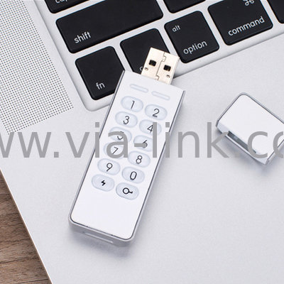USB Encrypted Flash Drive Password Key 32GB Aluminum with Keypad Portable 256-bit AES XTS Hardware for Business