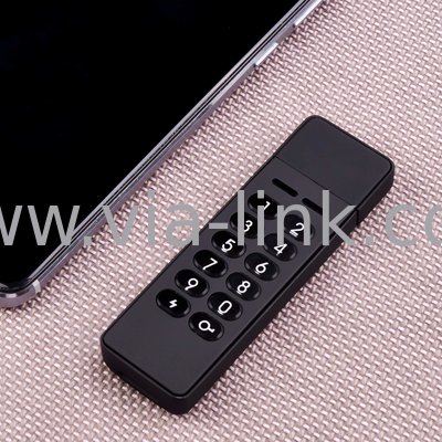 USB Encrypted Flash Drive Password Key 32GB Aluminum with Keypad Portable 256-bit AES XTS Hardware for Business