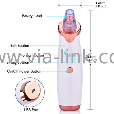 Electric Facial Pore Blackhead Vacuum Suction Remove Machine with 5 Probes Remove Dead Skin Professional Facial Care