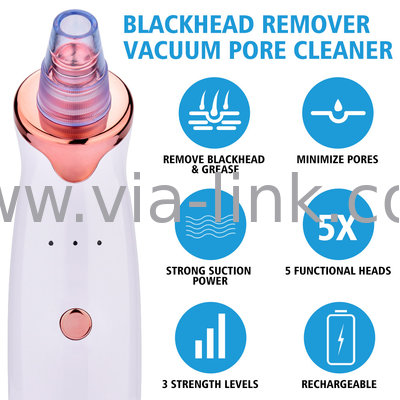 Electric Facial Pore Blackhead Vacuum Suction Remove Machine with 5 Probes Remove Dead Skin Professional Facial Care