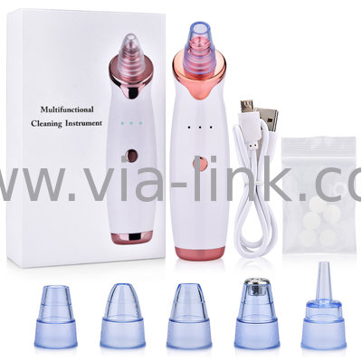 Electric Facial Pore Blackhead Vacuum Suction Remove Machine with 5 Probes Remove Dead Skin Professional Facial Care