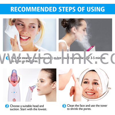 Electric Facial Pore Blackhead Vacuum Suction Remove Machine with 5 Probes Remove Dead Skin Professional Facial Care
