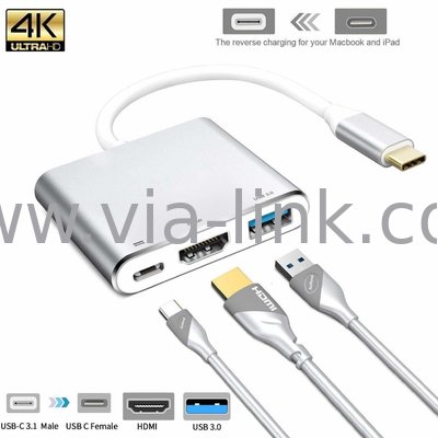 USB C to  Digital Multiport Hub Adapter Type-C to  4K Adapter with USB 3.0 USB-C 3.1 for MacBook 12