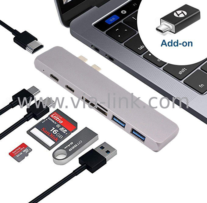 USB C Hub Macbook Pro  Thunderbolt 3 Dock Aluminum USB Hub for 2016/2017 MacBook Pro 13" & 15" 4K  USB data