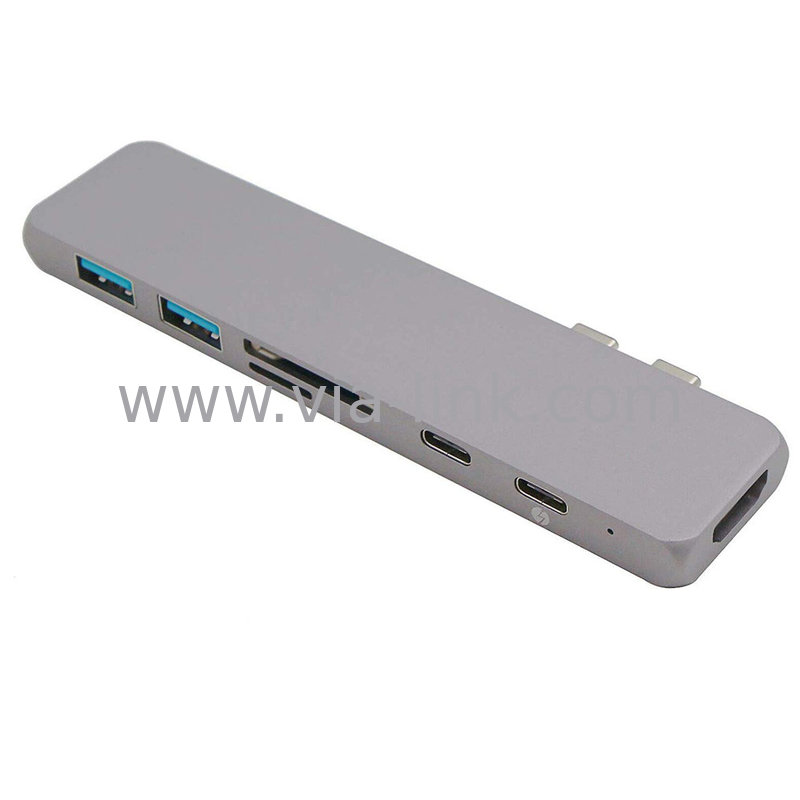 USB-C to Digital AV Portable Adapter with 40Gbps Thunderbolt 3,100W Power Delivery,4K ,2 USB 3.0,SD/Micro SD Card