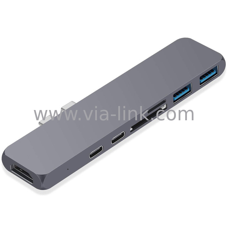 USB C HUB Adapter USB C Thunderbolt 3 Hub Adapter MacBook Pro 13 15 Inch 2016 2017 2018 7 in 1 Multi Port Micro SD Card