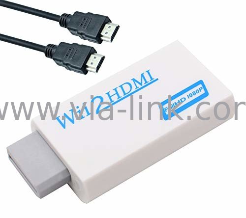 Wii to  Converter Adapter with 3ft High Speed  Cable Wii2 Adapter Output Video Audio with 3.5mm Jack Audio