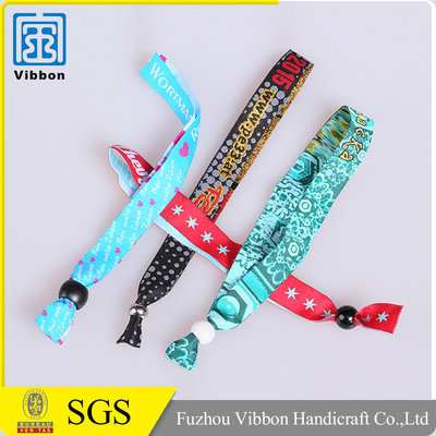 High secure festival fabric bracelets woven wristbands with plastic clip