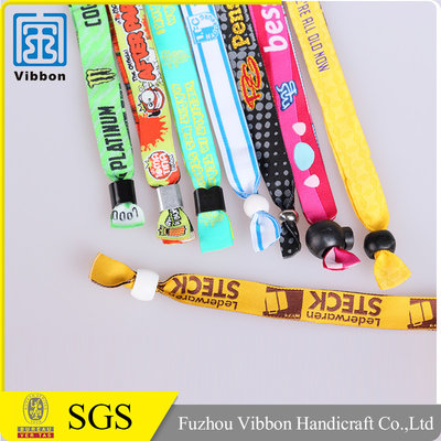 High secure festival fabric bracelets woven wristbands with plastic clip