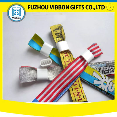 Custom cloth bracelets with one time use closure
