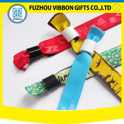 Custom cloth bracelets with one time use closure