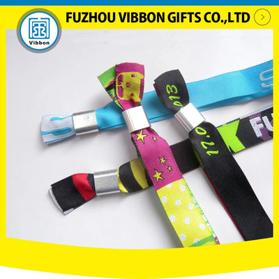 Custom cloth bracelets with one time use closure
