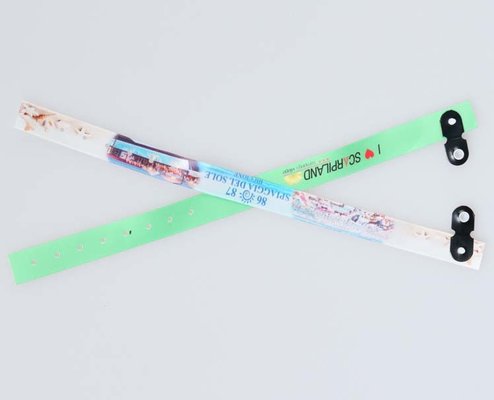 Custom one side printing logo fabric polyester satin bracelet with plastic closure