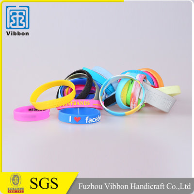 Eco Friendly Debossed Color Filled Silicon Wristbands / Embossed Printing Rubber Bracelets