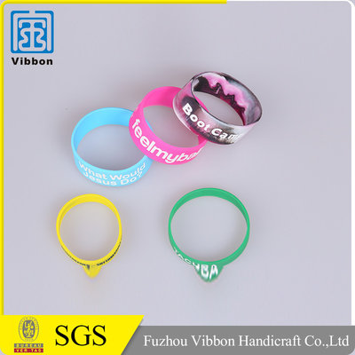 Eco Friendly Debossed Color Filled Silicon Wristbands / Embossed Printing Rubber Bracelets
