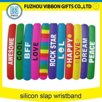Eco Friendly Debossed Color Filled Silicon Wristbands / Embossed Printing Rubber Bracelets
