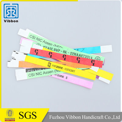 Heat Transfer Printed Colorful Bar Code Tyvek Wristband With Serial Number