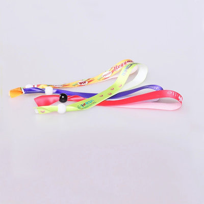 Custom Logo Satin Ribbon Bracelet Festival Heat Transfer Printing Satin Wristband With Barrel Lock