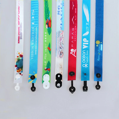 Custom Logo Satin Ribbon Bracelet Festival Heat Transfer Printing Satin Wristband With Barrel Lock
