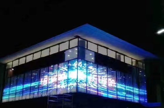 Full Color Transparent Led Wall With No Steel Frame Construction , Light Weight supplier