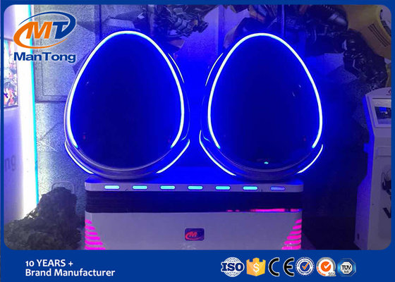 360 Degree 9D Cinema Simulator , Blue Fiberglass 2 Seats VR Egg Chair