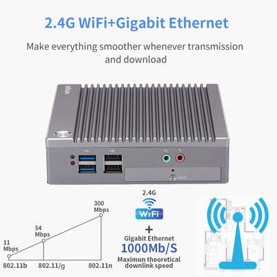 sharevdi fanless slim PC Small barebone linux micro pc J4125 mini nano firewall computer nuc with dual display