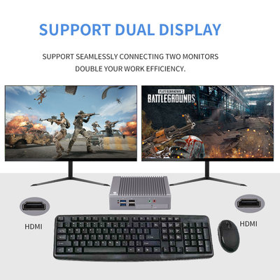 sharevdi fanless slim PC Small barebone linux micro pc J4125 mini nano firewall computer nuc with dual display