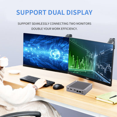 sharevdi fanless slim PC Small barebone linux micro pc J4125 mini nano firewall computer nuc with dual display