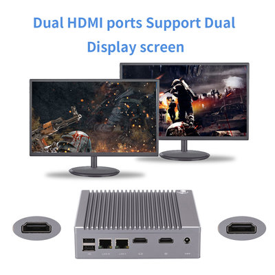 sharevdi fanless slim PC Small barebone linux micro pc J4125 mini nano firewall computer nuc with dual display
