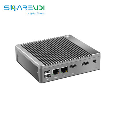 sharevdi fanless slim PC Small barebone linux micro pc J4125 mini nano firewall computer nuc with dual display