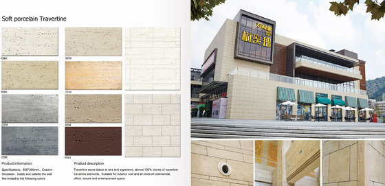 600*300mm Modern Eco-Friendly Anti dropping Clay cladding materials Flexible travertine tile brick