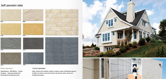 600300mm High Technology  Eco-Friendly Anti dropping  Clay cladding materials Flexible slate porcelain