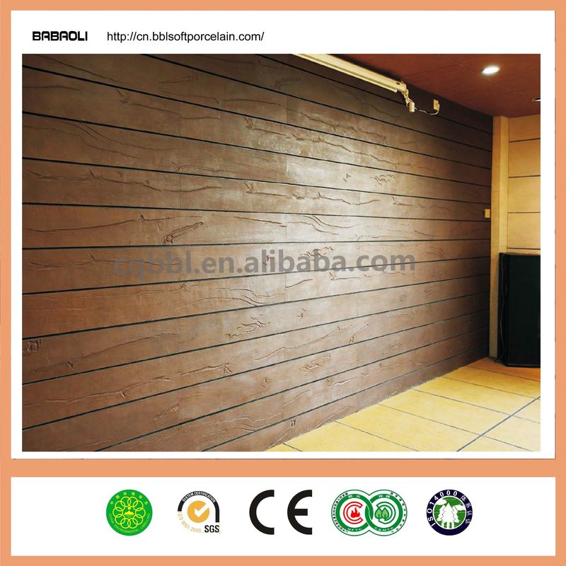 600*90mm Modern Eco-Friendly Anti dropping Clay cladding materials Flexible wooden tile