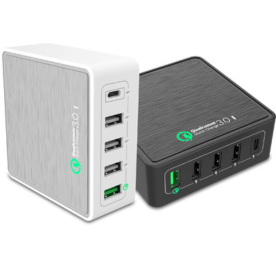 Intelligent 5V 10A 5 Port Home Charger With QC3.0 and Type-C For All Mobile Phone