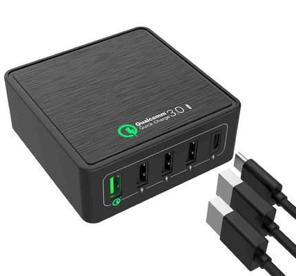 Intelligent 5V 10A 5 Port Home Charger With QC3.0 and Type-C For All Mobile Phone