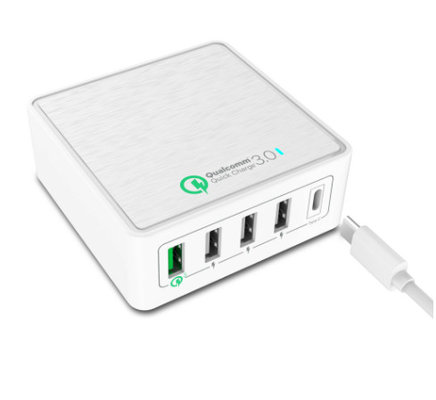 Intelligent 5V 10A 5 Port Home Charger With QC3.0 and Type-C For All Mobile Phone