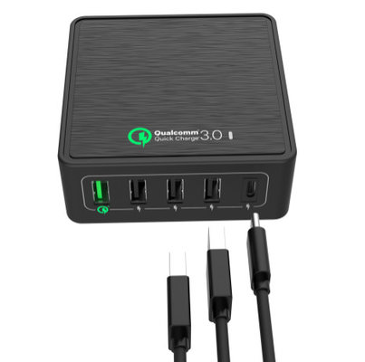 Intelligent 5V 10A 5 Port Home Charger With QC3.0 and Type-C For All Mobile Phone