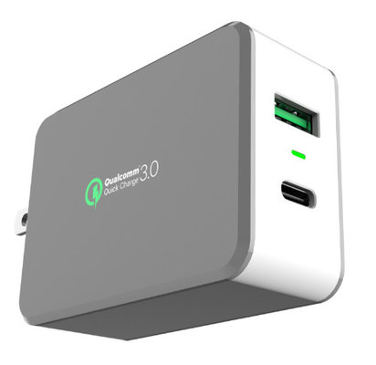 Type - C Quick Charge Usb Charger 2 USB Port 33W Wall Charger FCC CE Certification